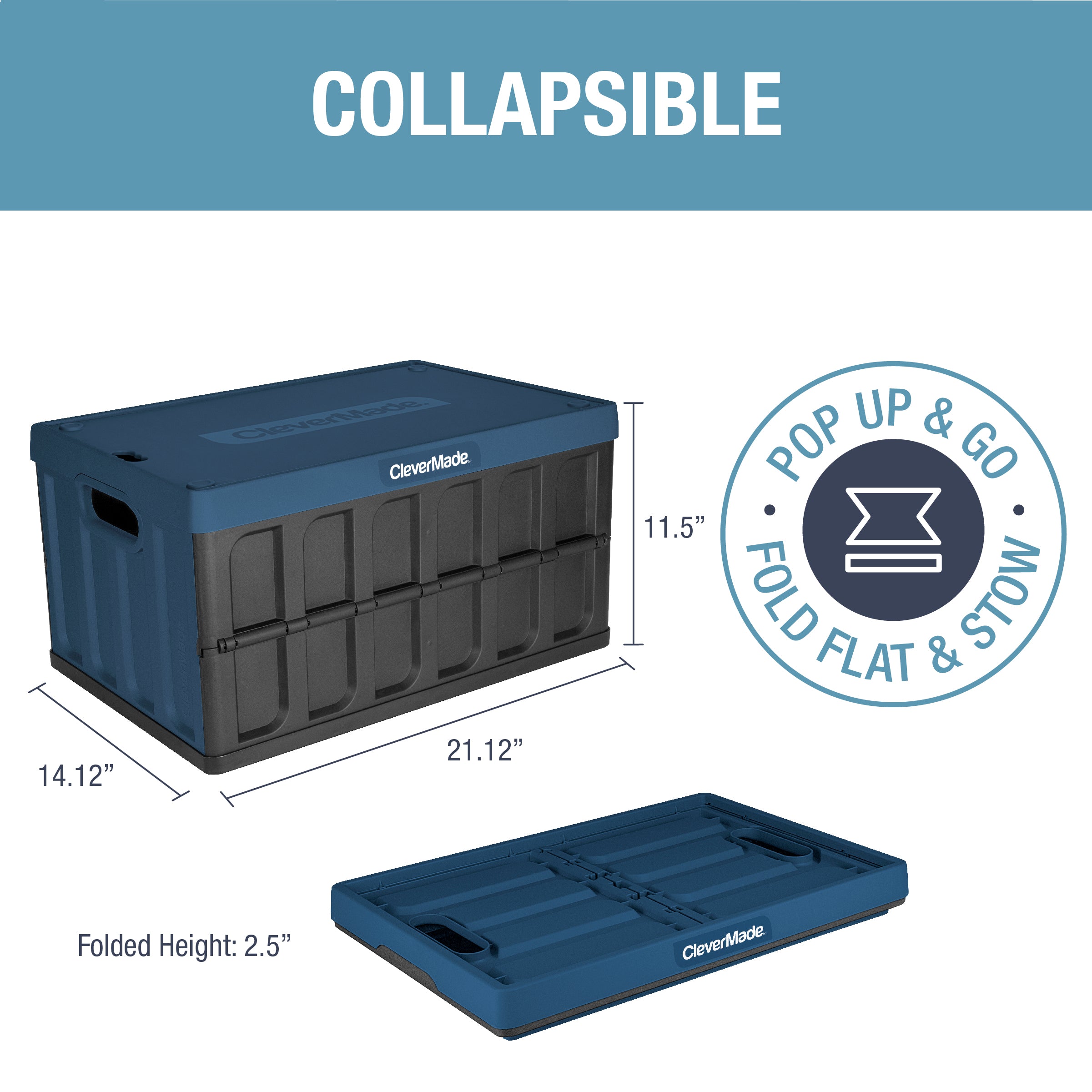 Collapsible Storage Bin with Lid - CleverMade
